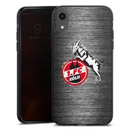 DeinDesign iPhone Xr Handy Silikon H&uuml;lle Case schwarz Handyh&uuml;lle Official Licensed Product Metallic Look 1. Fc K&ouml;ln