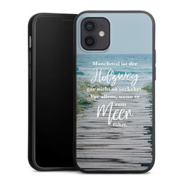 DeinDesign iPhone 12 mini Handy Premium Silikon H&uuml;lle Handyh&uuml;lle schwarz Case Spruch Beach Statement Silikon Premium Case