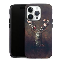 DeinDesign iPhone 14 Pro Handy Panzer Handyh&uuml;lle robuste Outdoor H&uuml;lle Schutzh&uuml;lle matt Reindeer Flowers Rehe Tough Case
