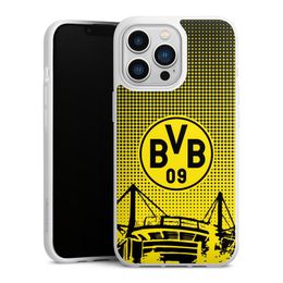 DeinDesign iPhone 13 Pro Handy Silikon H&uuml;lle Case wei&szlig; Handyh&uuml;lle Bvb Stadium Borussia Dortmund Silikon Case