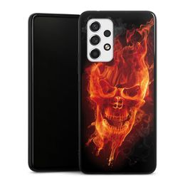DeinDesign Galaxy A53 5G Handy Silikon H&uuml;lle Case schwarz Handyh&uuml;lle Fire Skull Totenkopf
