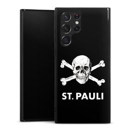 DeinDesign Galaxy S22 Ultra Handy Silikon H&uuml;lle Case schwarz Handyh&uuml;lle Totenkopf Fc St. Pauli Official Licensed Product