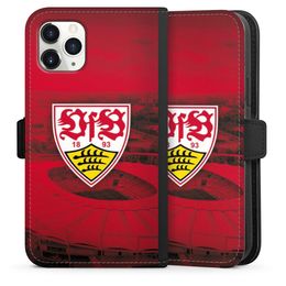 DeinDesign iPhone 11 Pro Handy Klapph&uuml;lle Handyh&uuml;lle aus Kunst Leder schwarz Flip Case Vfb Stuttgart Official Licensed Product Stadium Sideflip mit Lasche