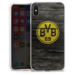 DeinDesign iPhone Xs Max Handy Silikon H&uuml;lle Case transparent Handyh&uuml;lle Wooden Look Bvb Borussia Dortmund Silikon Case