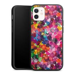 DeinDesign iPhone 12 mini Handy Premium Silikon H&uuml;lle Handyh&uuml;lle schwarz Case Water Colour Colourful Points Silikon Premium Case
