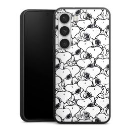 DeinDesign Galaxy S23 Handy Premium Silikon H&uuml;lle Handyh&uuml;lle schwarz Case Peanuts Snoopy Muster Silikon Premium Case