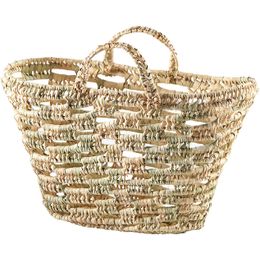 OTTO Shopper Tasche aus Palmblatt mit Lochmuster und Griffen, beige|braun
