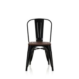 hjh OFFICE Bistrostuhl VANTAGGIO COMFORT W Stahl / Ulmenholz ohne Armlehnen