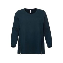 sheego Große Größen: Sweatshirt mit Zippern seitlich, in leichter Qualität, dunkelpetrol, Gr.48/50