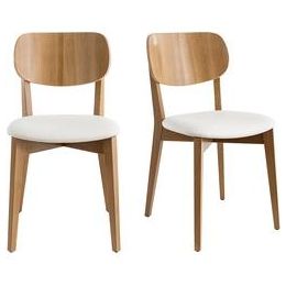 Stühle im Eichen-Vintage und weiße Sitzfläche (2er-Set) LUCIA