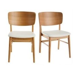 Miliboo Stühle in Weiß und hellem Holz (2er-Set) SHELDON
