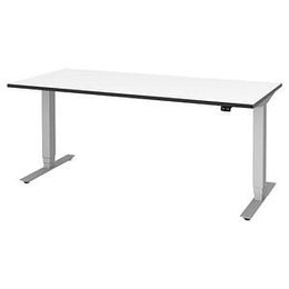 Röhr-Bush röhr Imperia elektrisch höhenverstellbarer Schreibtisch weiß rechteckig, T-Fuß-Gestell silber 160,0 x 80,0 cm