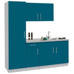 Wiho-Küchen wiho Küchen Küche Kiel, ohne E-Geräte, Breite 190 cm, Tiefe 60 cm, blau|grau