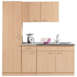 Wiho-Küchen wiho Küchen Küche Kiel, Breite 190 cm mit 28 mm starker Arbeitsplatte, Tiefe 50 cm, beige|braun