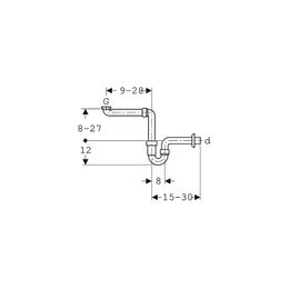 Geberit Rohrbogengeruchsverschluss für Waschbecken, Raumspar-Siphon, Abgang horizontal Außendurchmesser 40mm, weiß-alpin 151107111