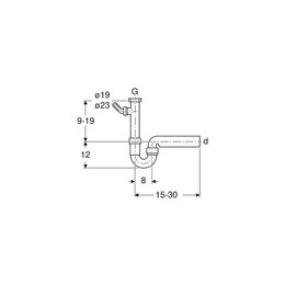 Geberit Siphon Rohrbogengeruchsverschluss für Spülbecken m. Winkelschlauchtülle Abgang horizontal D 40mm weiß-alpin 152713111