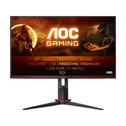 AOC Gaming Q27G2U/BK 27 Zoll QHD Monitor mit Low Input Lag, G-Menu, 6 Games mode, 144 Hz, 1 ms und FreeSync Premium (1 Reaktionszeit, Hz)