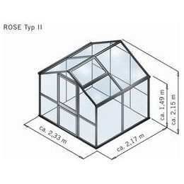 KGT Gewächshaus Rose II 2,17 x 2,33 x 2,15 m, anthrazit-grau