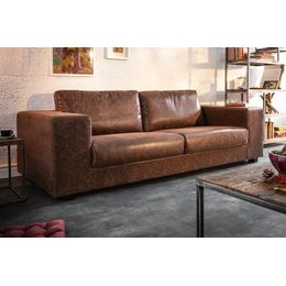 Riess Ambiente Design 3-Sitzer Sofa MR LOUNGER 220cm vintage braun Kunstleder Federkern