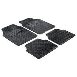 WALSER Universal Fußmatten Gummi Metallic RiffelblechLook Komplett-Set carbon