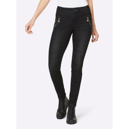 Heine Damen Push-up-Jeans, Schwarz, Gr. 42, Skinny, Material: Baumwolle