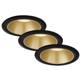 Briloner Di-Ka LED Einbauleuchte Fundu 3er Set schwarz-gold Ø 9,5 cm 4,9W, warmweiß