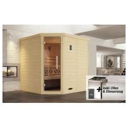 Weka Premium Massivholz-Elementsauna Kemi Eck Gr. 1 Sparset 7,5 kW BioS