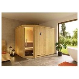 Weka Element-Ecksauna Varberg 4 GT mit Glastür