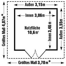 GROSFILLEX Gartenhaus Utility V 11 370 x 407 cm (inkl. Dachüberstand)