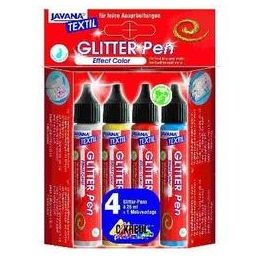 Kreul Javana Stoffmalfarben Glitter Set helle & dunkle Stoffe Pen 4 x 25 ml