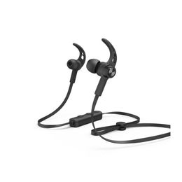 Hama Sport Bluetooth®-Kopfhörer 5.0 Schwarz, Mikrofon, Reichweite 10m Bluetooth-Kopfhörer (Freisprechfunktion, Sprachsteuerung, Google Assistant, Siri, A2DP Bluetooth, AVRCP Bluetooth, HFP, In Ear, Sprachassistenten, Lautstärkeregler und Rufannahmetaste), schwarz