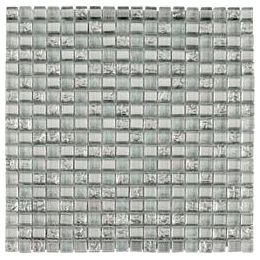 Mosaikfliese Glas Diamant 30 x 30 cm silber Steinmaß: ca. 1,5 x 1,5 cm