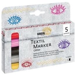 Kreul Textil Marker Glitter medium 5er Set