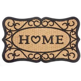 Fußmatte Gummi-Kokos Heart Home Ornament, Hanse Home, rechteckig, Höhe: 8 mm, Kokos, Gummi, Schmutzfangmatte, Outdoor, Rutschfest, Innen, Kokosmatte, schwarz