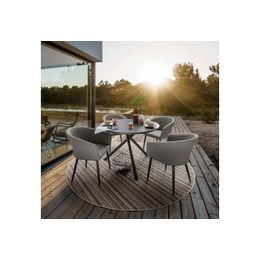 Destiny Garten-Essgruppe MODENA BARLETTA, (Set, 5-tlg., 4x Sessel, 1x Tisch), Aluminium 4 Sessel grau, mit Tisch Ø 110x72 cm, Tischplatte HPL, grau