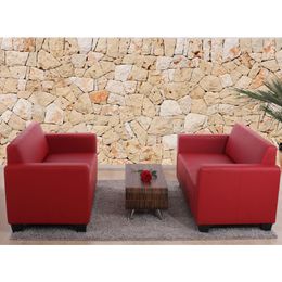 MCW Sofa-Garnitur Couch-Garnitur 2x 2er Sofa Moncalieri Kunstleder ~ rot