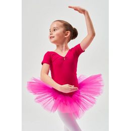 tanzmuster Tüllkleid Ballett Tutu Nele mit Glitzersteinen Kurzarm Ballettkleid aus weicher Baumwolle mit Tüllrock für Mädchen