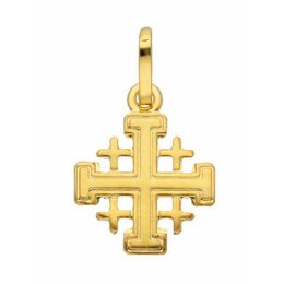 Adelia´s Adelia´s Kettenanhänger 585 Gold Kreuz Anhänger Jerusalem, Goldschmuck für Damen & Herren, goldfarben