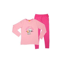 United Labels® Schlafanzug The Peanuts Snoopy Schlafanzug für Damen Langarm Rosa "Dream Team"