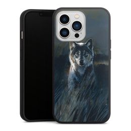 DeinDesign iPhone 13 Pro Handy Premium Silikon H&uuml;lle Handyh&uuml;lle schwarz Case Wolf Painting Nature Silikon Premium Case