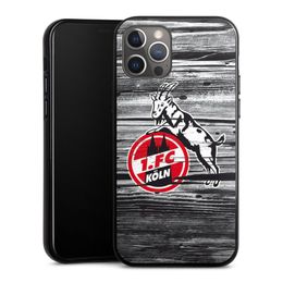 DeinDesign iPhone 12 Pro Handy Silikon H&uuml;lle Case schwarz Handyh&uuml;lle 1. Fc K&ouml;ln Official Licensed Product Wooden Look