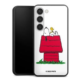 DeinDesign Galaxy S23 Handy Premium Silikon H&uuml;lle Handyh&uuml;lle schwarz Case Snoopy Peanuts Official Licensed Product Silikon Premium Case