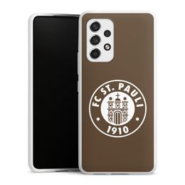 DeinDesign Galaxy A53 5G Handy Silikon H&uuml;lle Case wei&szlig; Handyh&uuml;lle Fc St. Pauli Official Licensed Product Coat Of Arms Silikon Case