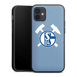DeinDesign iPhone 12 mini Handy Premium Silikon H&uuml;lle Handyh&uuml;lle schwarz Case Bundesliga Stripes Fc Schalke 04 Silikon Premium Case