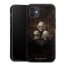 DeinDesign iPhone 12 mini Handy Premium Silikon H&uuml;lle Handyh&uuml;lle schwarz Case Gothic Art Skulls Silikon Premium Case