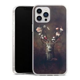 DeinDesign iPhone 13 Pro Max Handy Silikon H&uuml;lle Case transparent Handyh&uuml;lle Reindeer Flowers Rehe Silikon Case