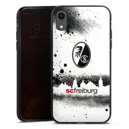 DeinDesign iPhone Xr Handy Silikon H&uuml;lle Case schwarz Handyh&uuml;lle Skyline Sc Freiburg Logo