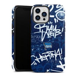 DeinDesign iPhone 13 Pro Max Handy Panzer Handyh&uuml;lle robuste Outdoor H&uuml;lle Schutzh&uuml;lle gl&auml;nzend Official Licensed Product Hertha Bsc Graffiti Tough Case