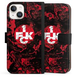 DeinDesign iPhone 14 Handy Klapph&uuml;lle Handyh&uuml;lle aus Kunst Leder schwarz Flip Case 1. Fc Kaiserslautern 1. Fck Logo Sideflip mit Lasche