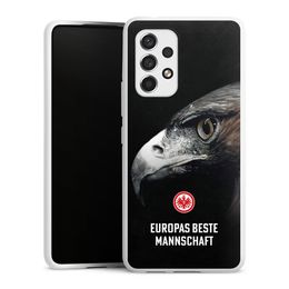 DeinDesign Galaxy A53 5G Handy Silikon H&uuml;lle Case wei&szlig; Handyh&uuml;lle Eintracht Frankfurt Official Licensed Product European Cup Silikon Case